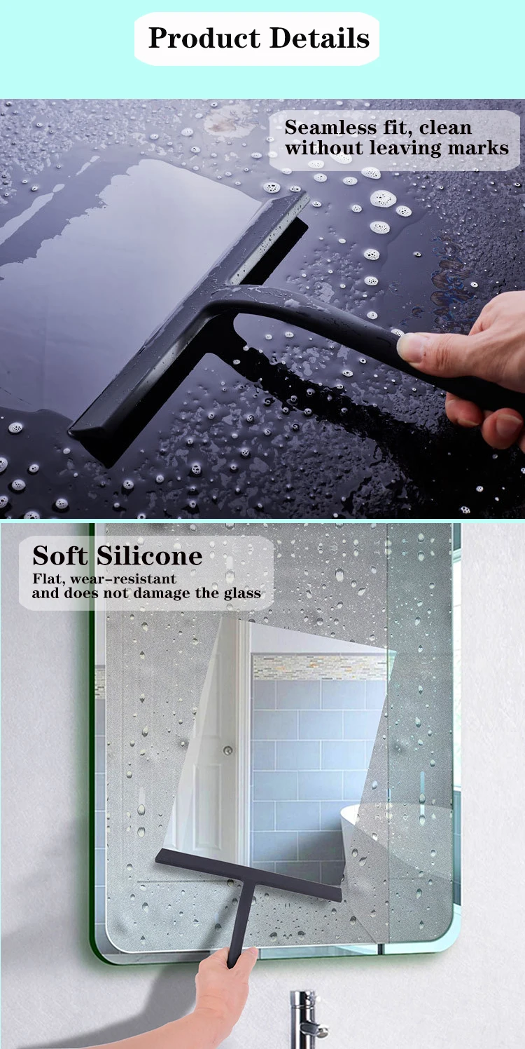 Custom Printed Logo Black Squeegee Silicone Shower Window Floor Shower ...