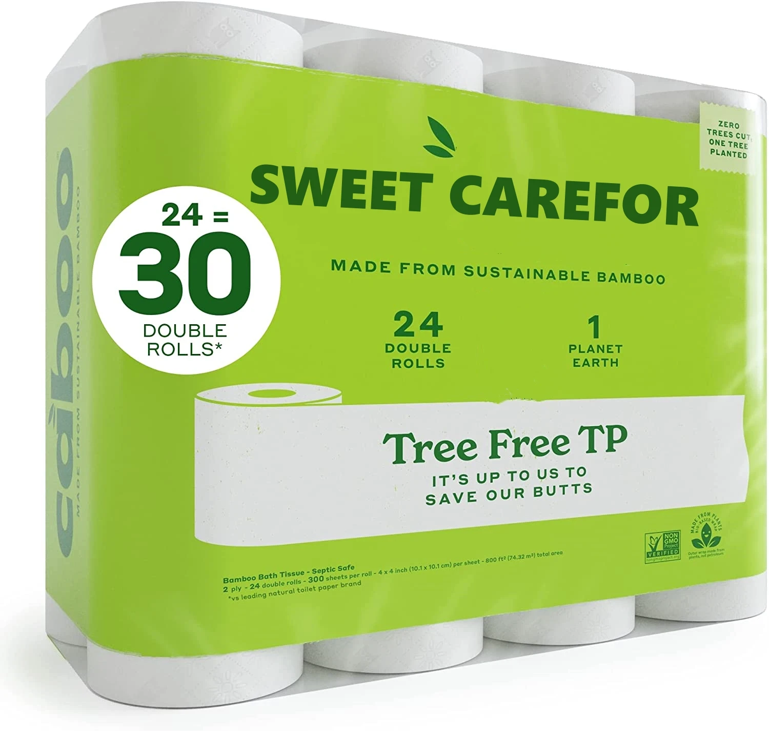 Biodegradable Eco Friendly Bath Tissue - Sweetcarefor Bamboo Toilet Paper