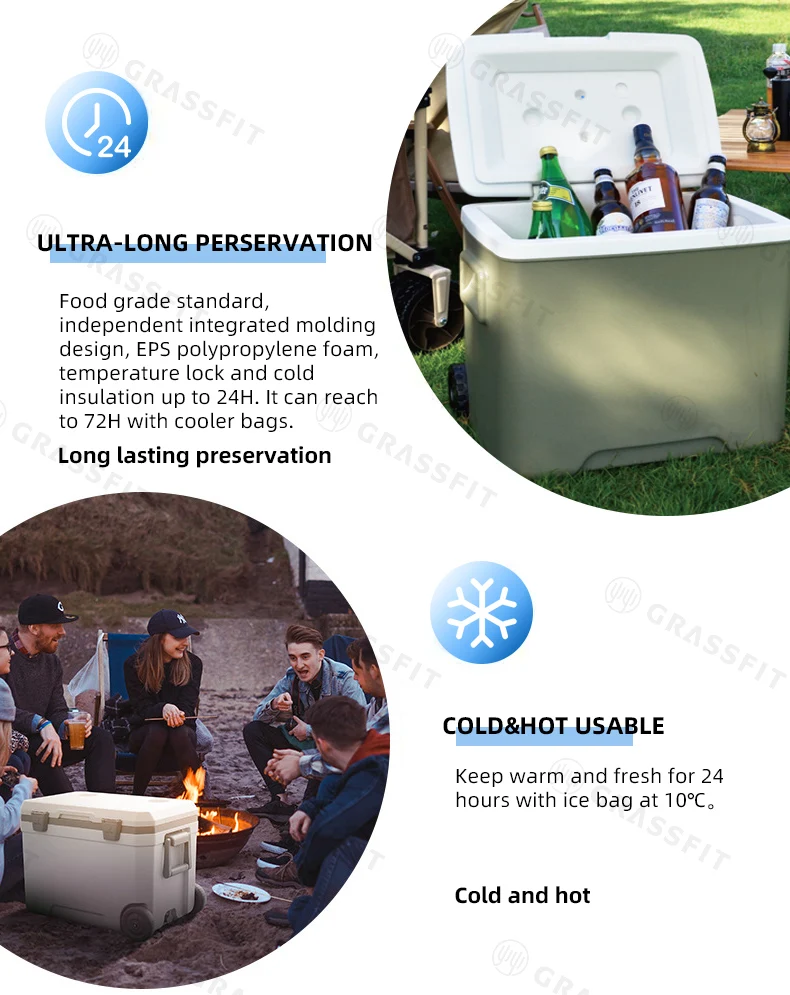 45L Leak Proof Portable Wheeled Cooler - Perfect for Outdoor