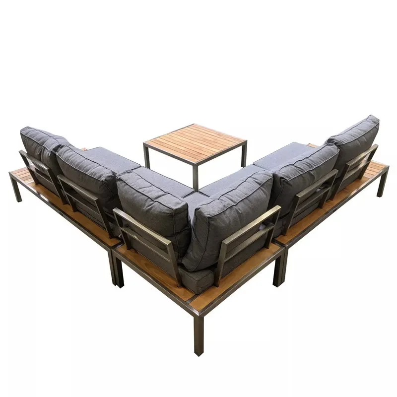Modern Garden Metal Furniture Sets Outdoor L Shape Cast Aluminium Frame ...
