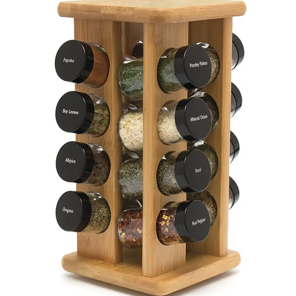 Kitchen Rotating Bamboo Spice Rack Bamboo Spice Organizer - Buy ...