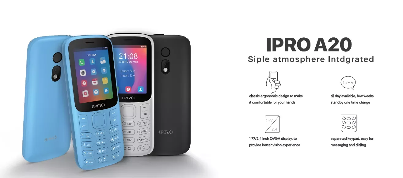 IPRO A20 Mini - Slim Design Gsm Bar Phone for Seniors