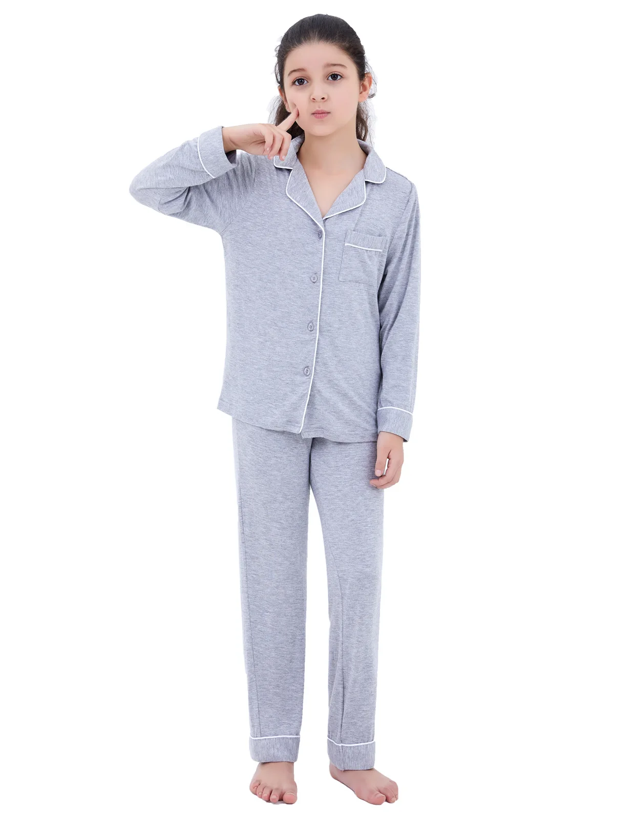 Autumn Spring Long Sleeve Soft Pijama Prints Knitting Modal Pajama Kids ...
