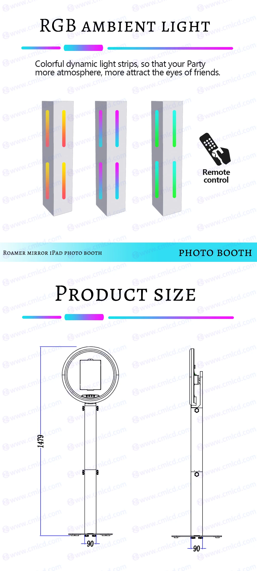 Wedding Party Photo Booth Roamer Mirror Ipad Photo Booth Portable Detachable Mobile Battery ...