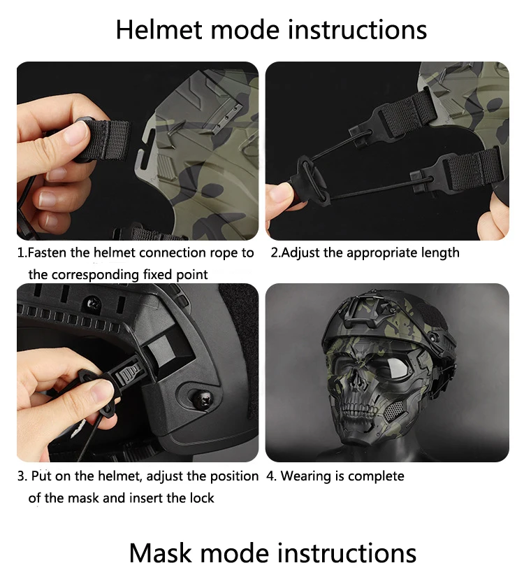 MUCHAN Tactical Helmet Set with Grimace Mask - Ultralight, Breathable ...