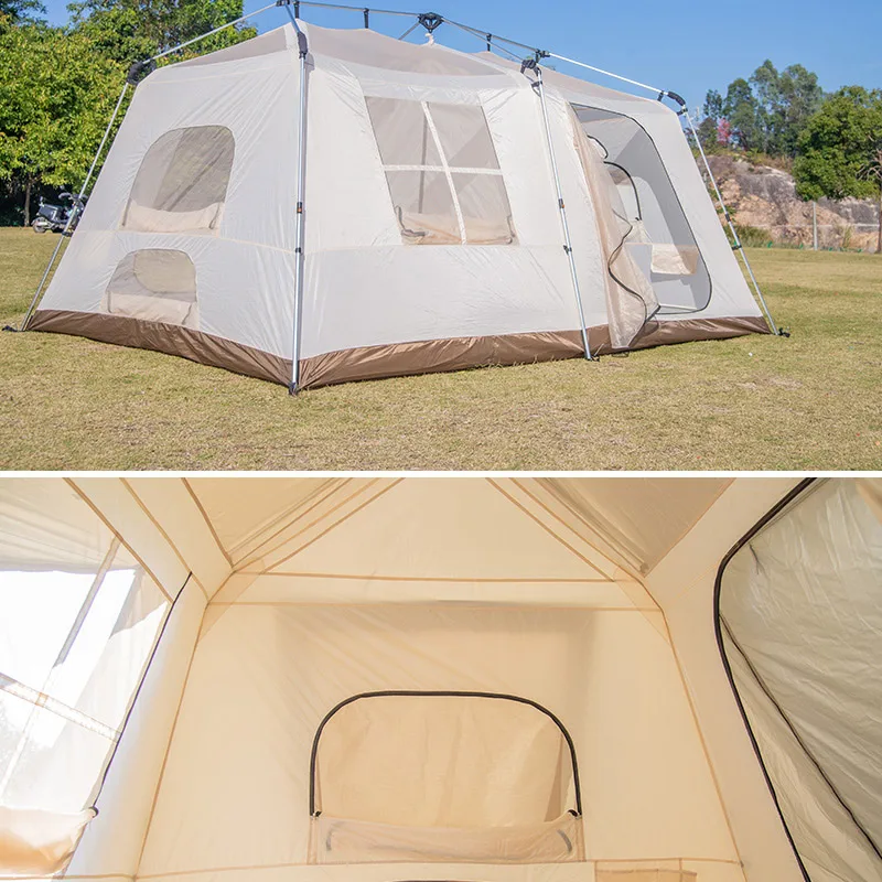 Double Layer Waterproof Portable Glamping Tent With 2 Doors And 2 Rooms ...