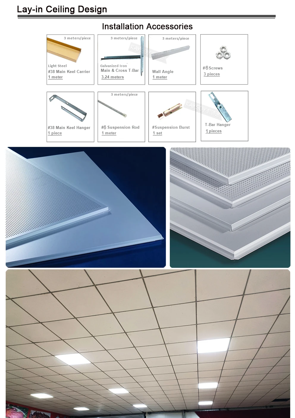 Modular Metal Acoustic Ceiling Boards for Office Decoration