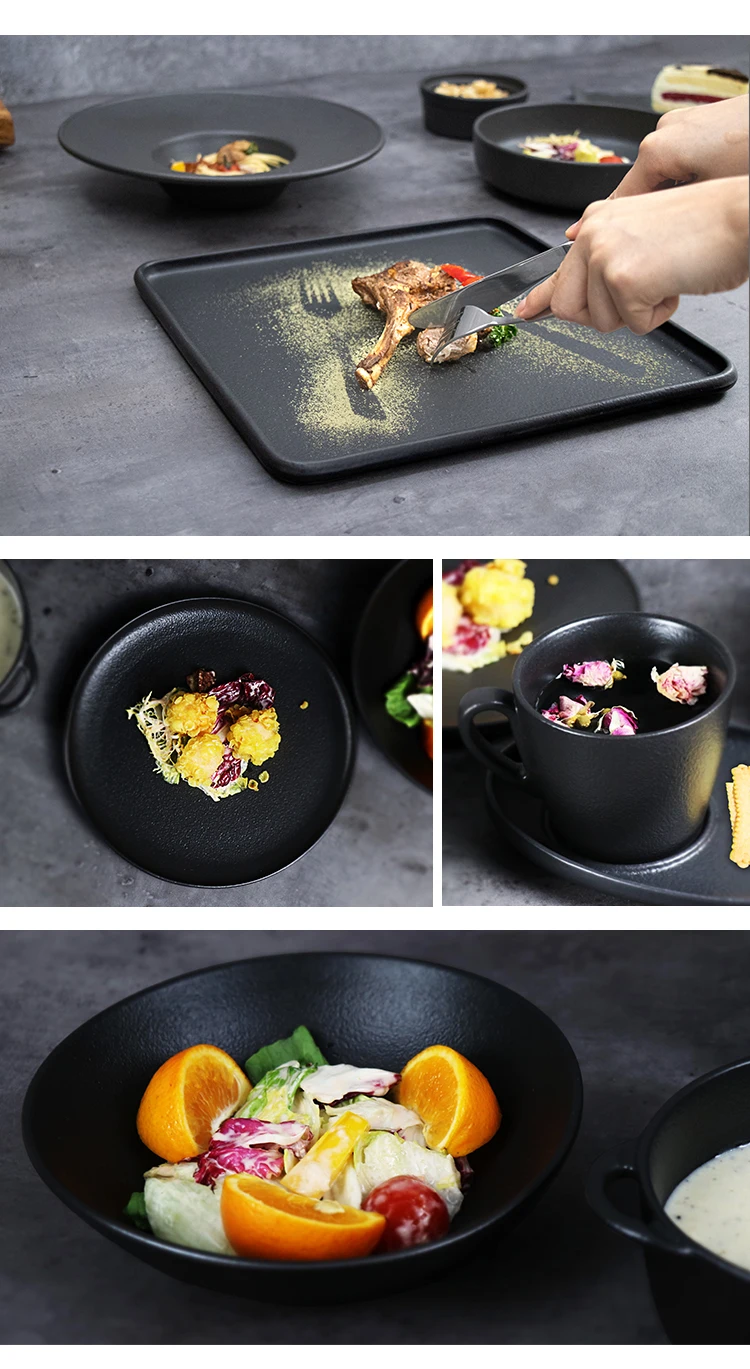 Black Porcelain Plate Set - Sustainable & Stylish Crockery