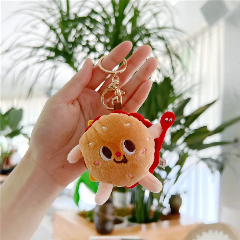 Kawaii Food Keychain Bread Hamburger Hot Dog French Fries Plush Doll ...