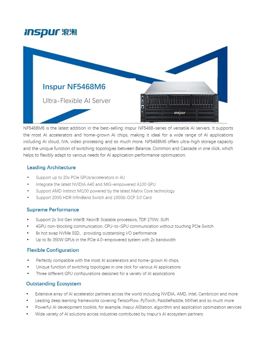Nf5468m6 Gpu Rack Server 4u Dual-channel Host/ai Computing Power Reasoning/2g Array Card - Buy ...