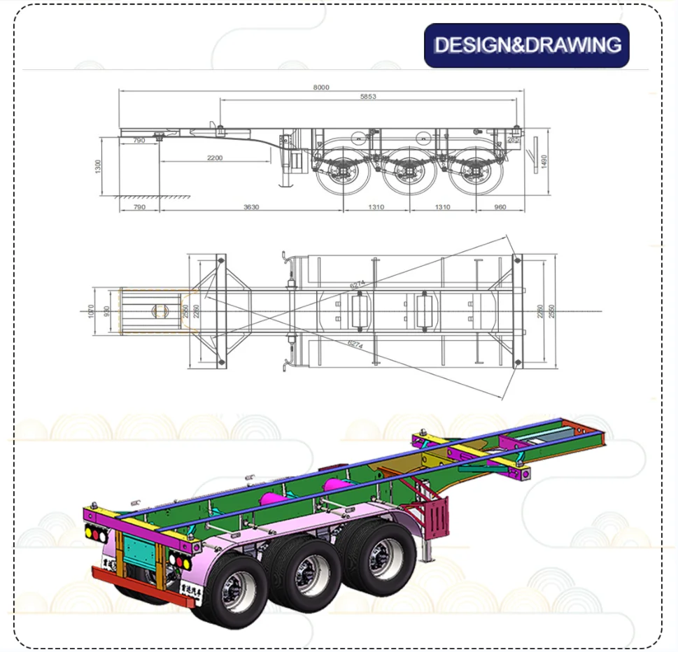 Used Container Trailer Side Loader Container Trailer With Container ...