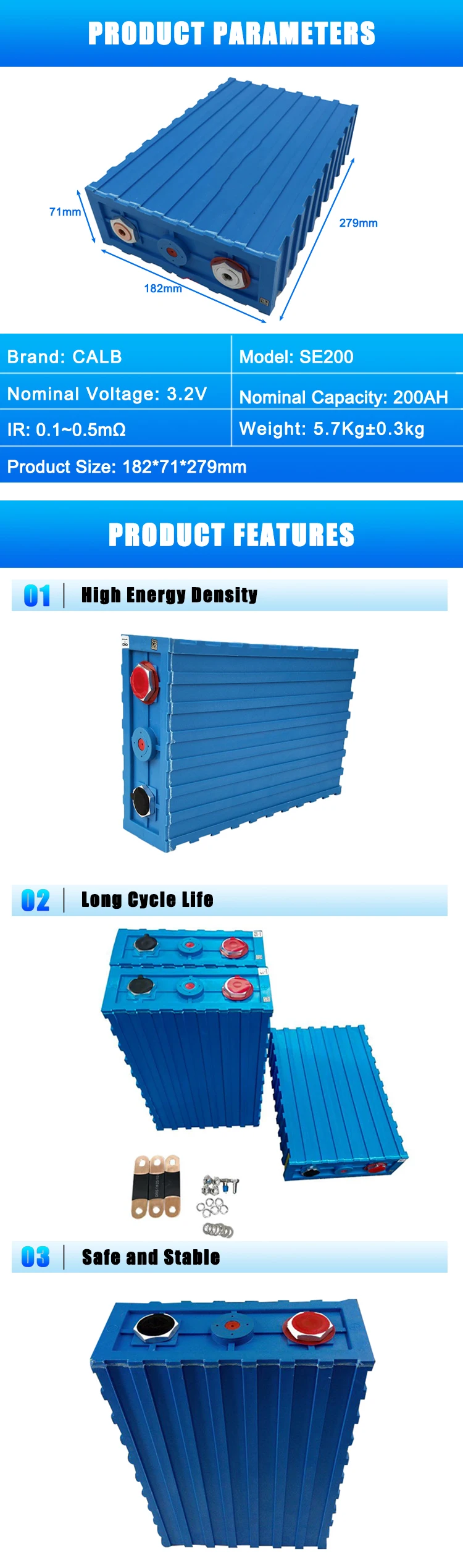 CALB SE200 200ah Lithium Iron Phosphate Batteries for Energy Storage