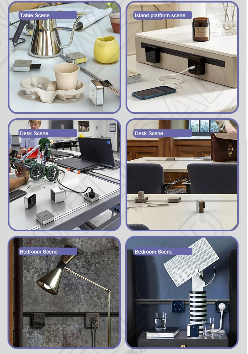 Sliding Hidden Intabletop Power Desk Track with Outlets
