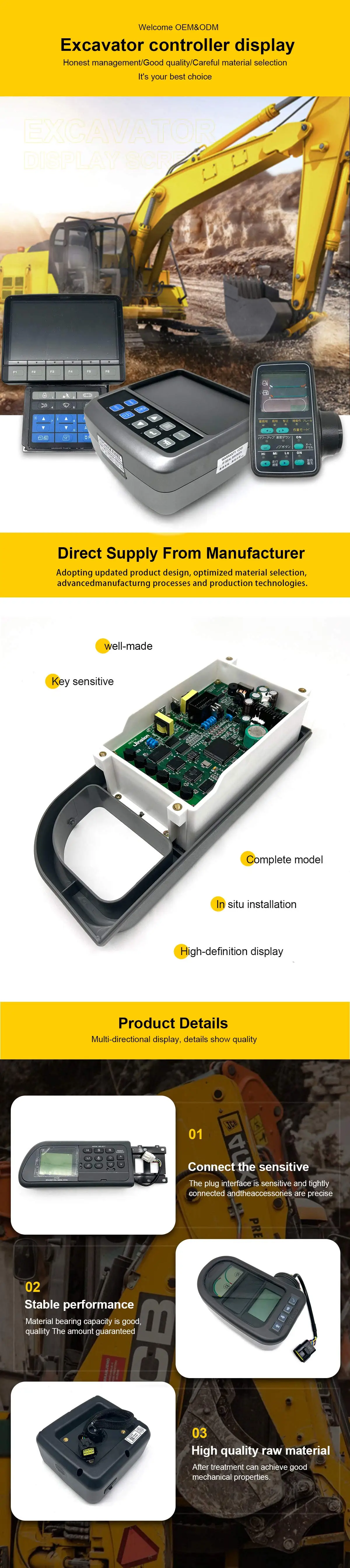 Excavator LCD Monitor - Control Instrument Panel