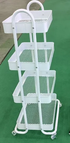 4-Tier Metal Rolling Hand Cart Easy Assembly Storage Trolley Rack for ...