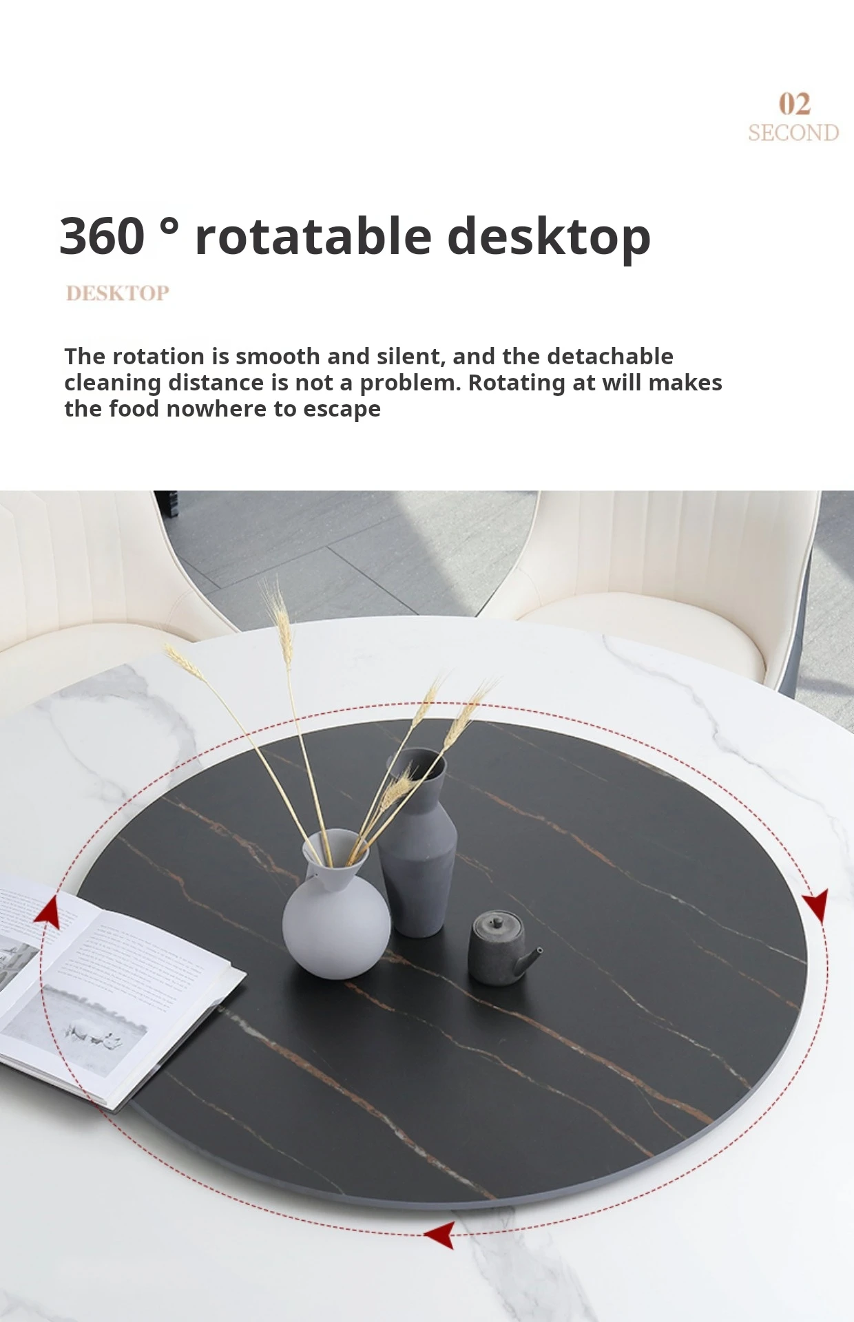 Italian Light Luxury Living Room Family Villa Rock Slab Dining Table ...