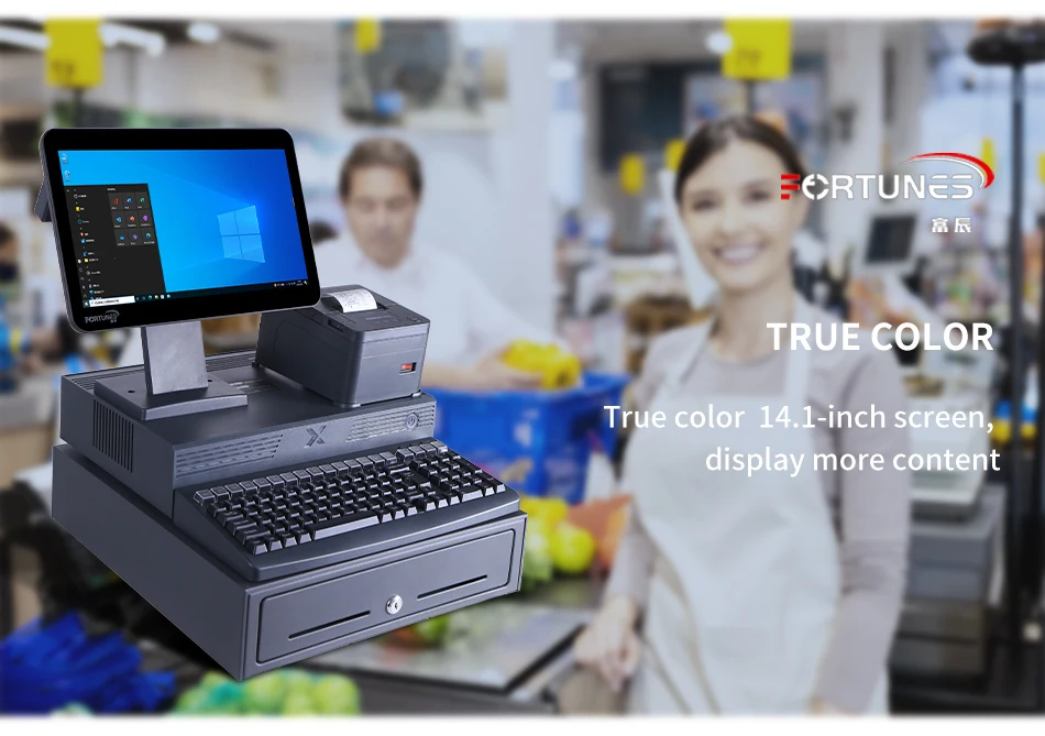 14.1 Inch Desktop All In One Billing Machine Pos Terminal Barcode ...