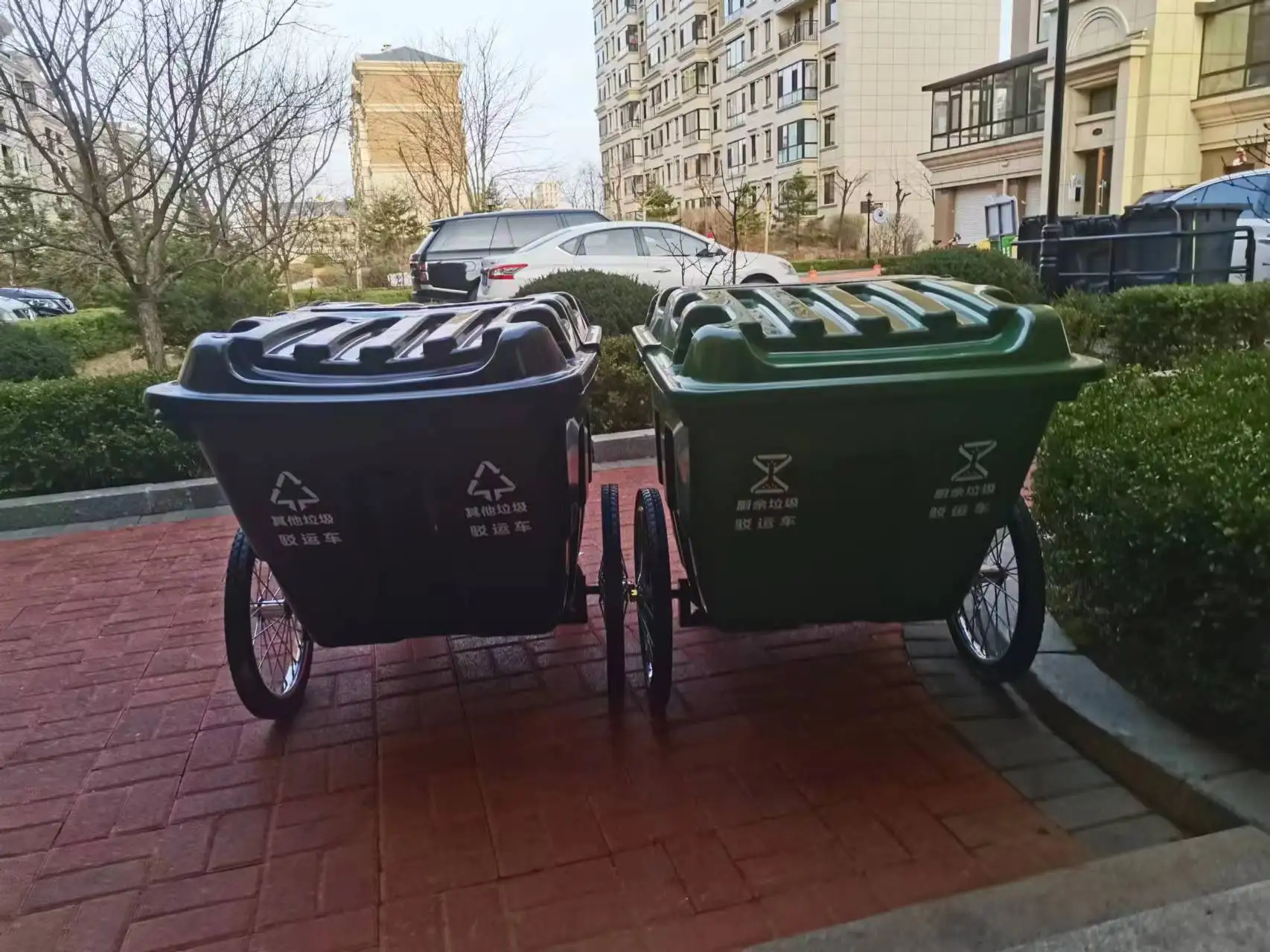 400L Mobile Cart Recycling Compost Garbage Storage Bins