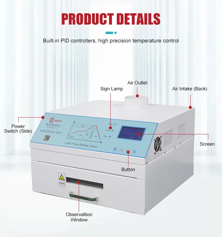 Mini Drawer Reflow Soldering Oven Machine Lead-free Soldering Desktop ...