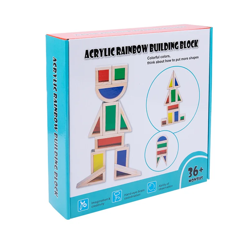 Large Rainbow Sensory Blocks 20 Pcs Wooden Toys For Toddlers Play On ...