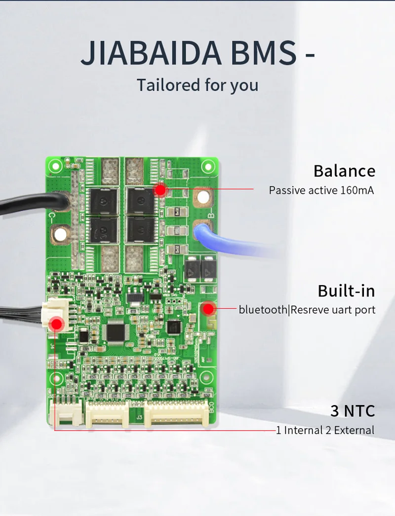 JBD SP17S005 Internal Bluetooth BMS for 10S-17S Lithium Batteries