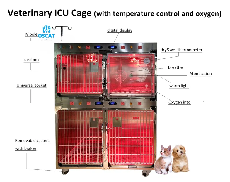 OSCAT Stainless Steel Veterinary ICU Cages for Pets