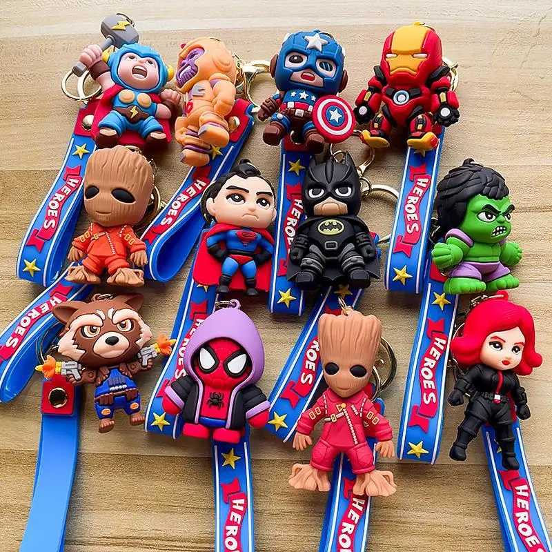 Cartoon Avengers Key Chain Pvc Creative Marvel Hero Doll Key Chain Car ...
