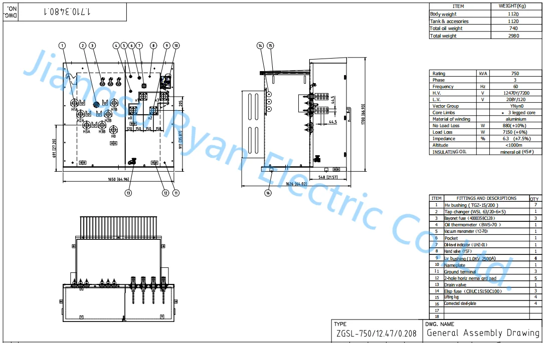 3 Phase Electrical Pad Mount Transformer - 750kva to 2000kva