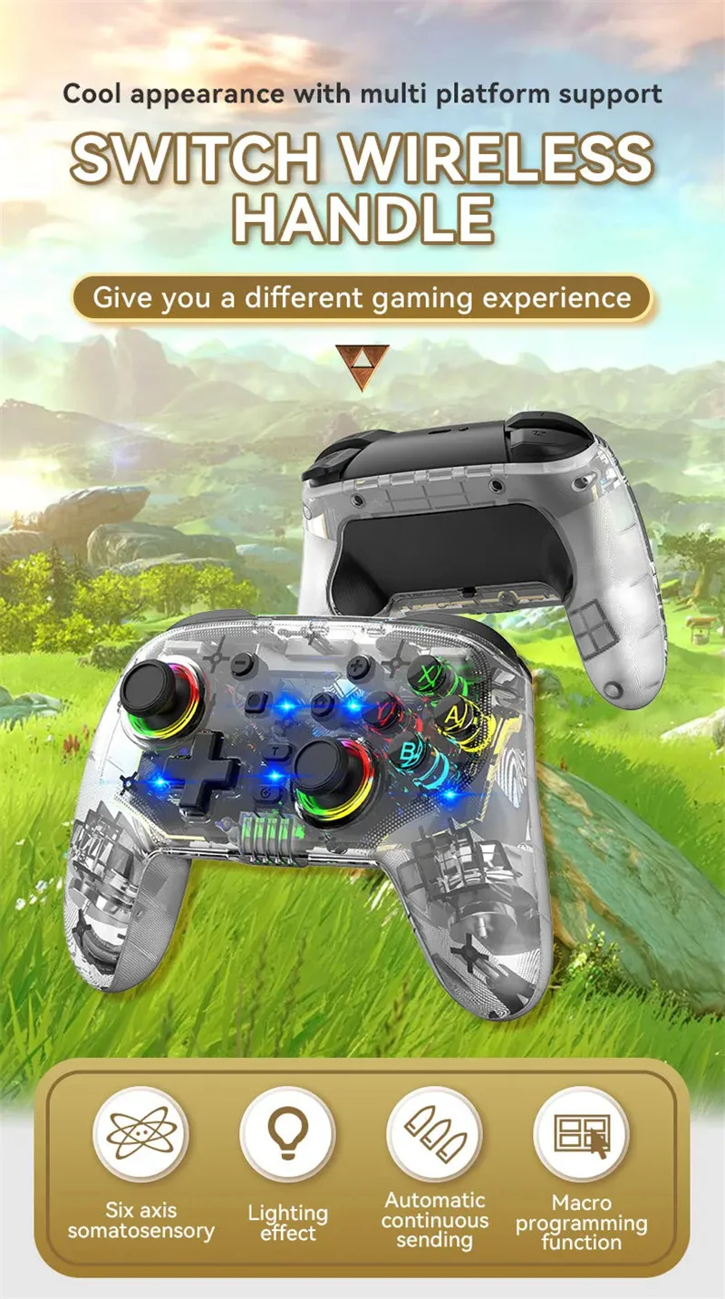 Crack Paint Wireless Game Controller Six Axis Body Vibration for Switch ...