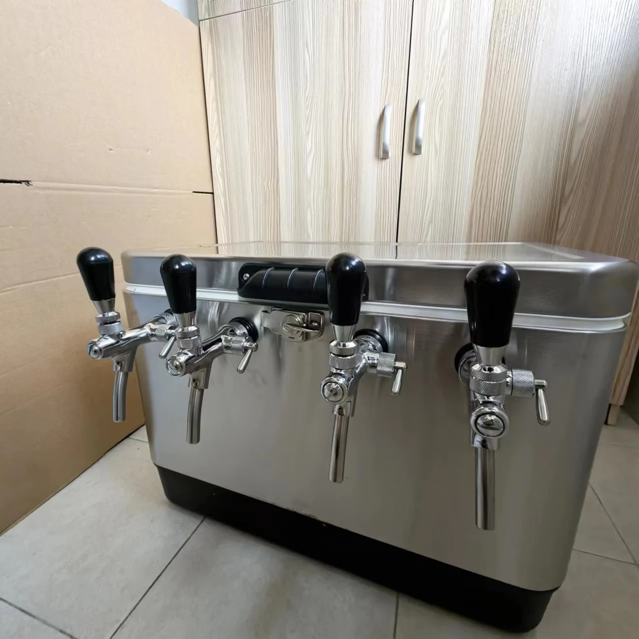 HomeBrew Stainless Steel Coil Chiller Jockey Box with 4 Faucets for ...