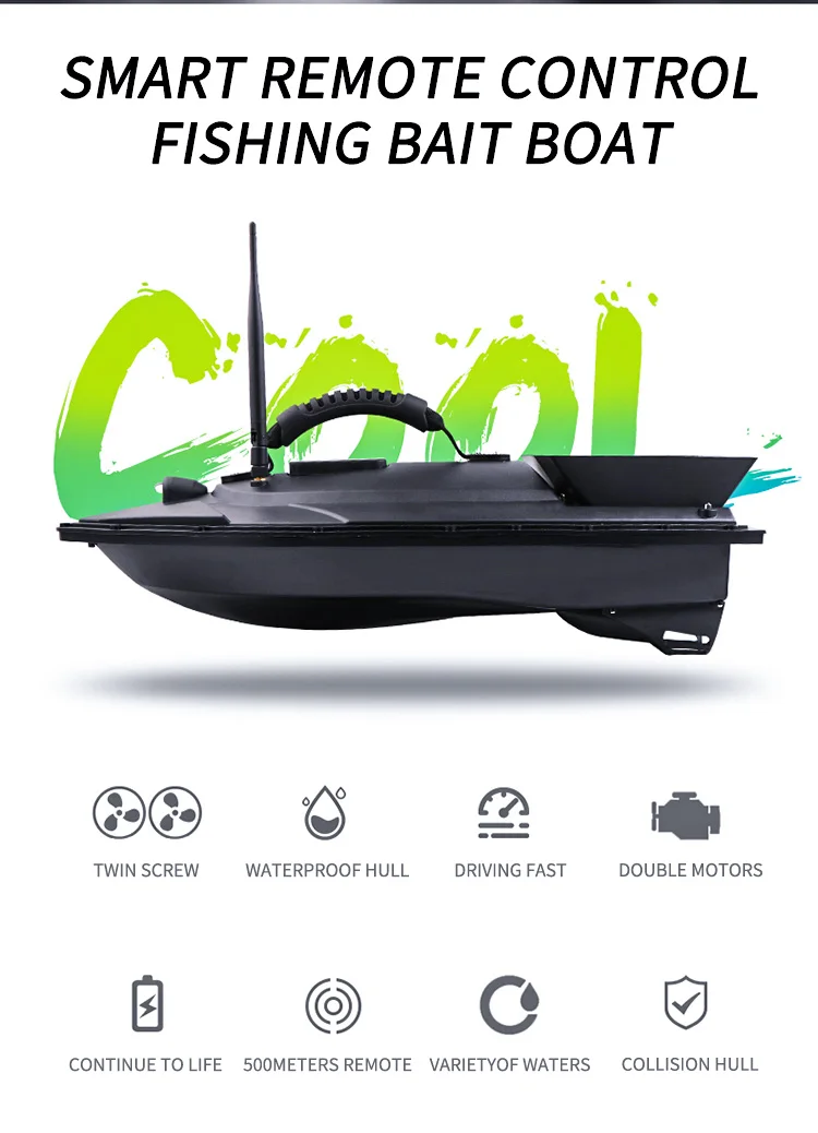 500m Intelligent Remote Control Double Chamber Fishing Bait Boat RC ...