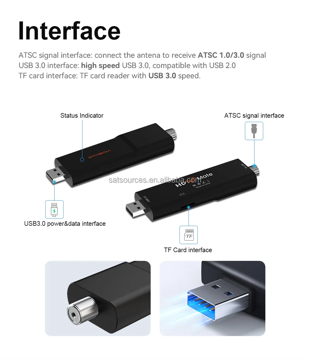 HDTV Mate USB Tuner Stick Support Smart Television Tablet Phone TV Box ...