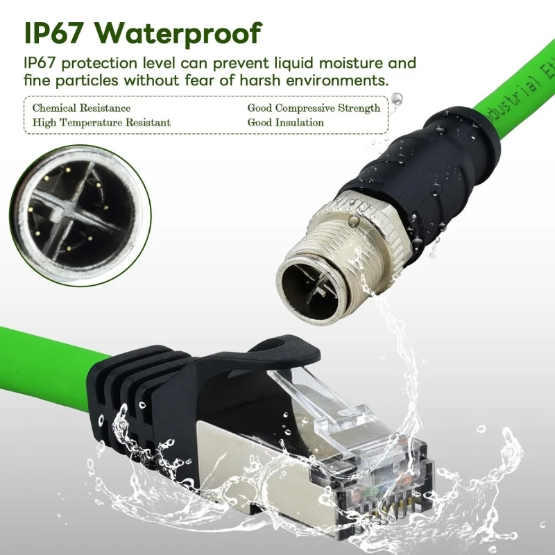 Industrial Automation Actuator Sensor Ethernet Cable M12 X-Coded 8 Pin ...