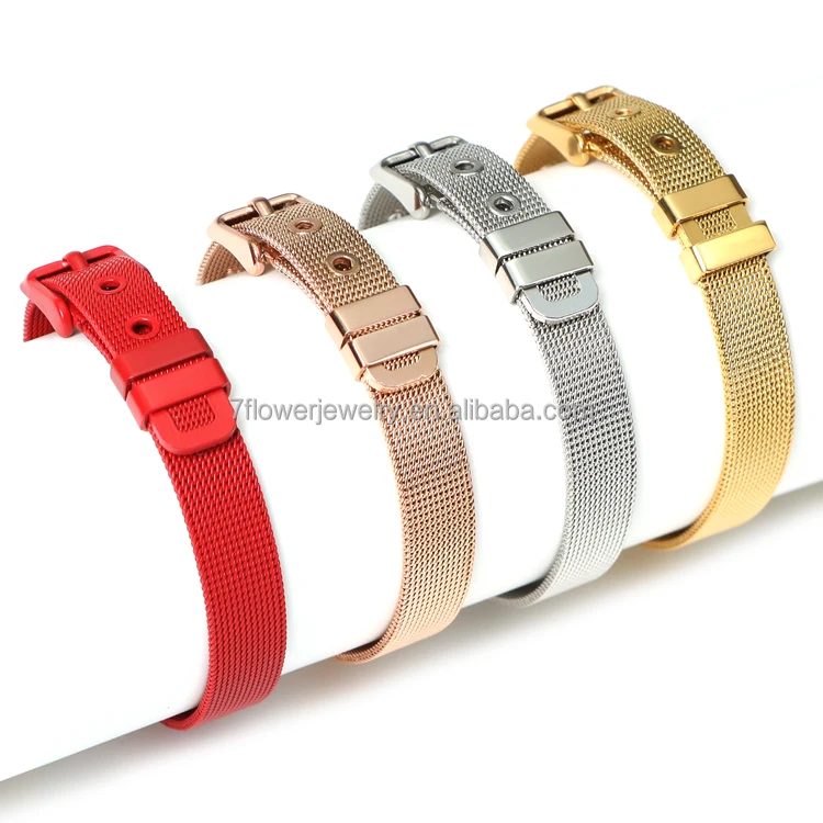 Slide Bracelet 8mm 10mm Stainless Steel Mesh Adjustable Wristband ...