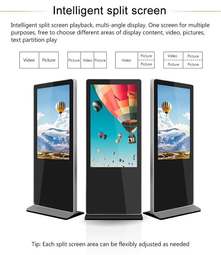 55 Inch Free Standing Vertical LCD Advertising Display Monitor - Ideal ...