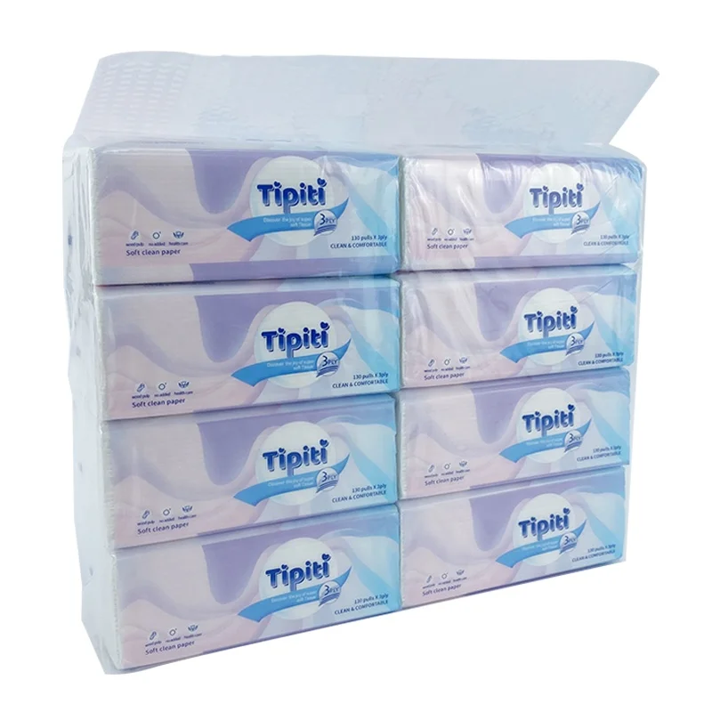 3 Ply Super Soft Virgin Wood Pulp Facial Tissue Custom Soft Packing 8 ...