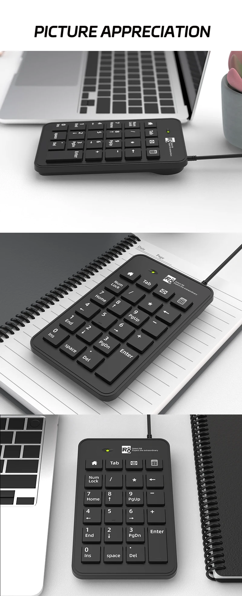 R8 Laptop Mini USB Calculator Keypad - Durable & Versatile