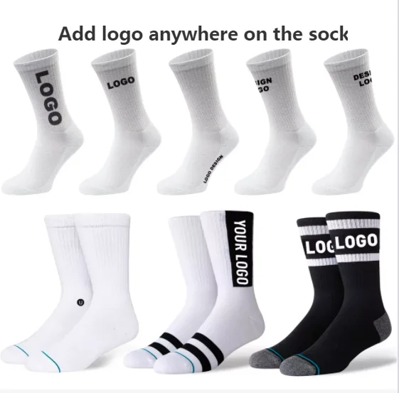 Custom Men'S Branded Knitted Cotton Sports Socks Unisex Character ...