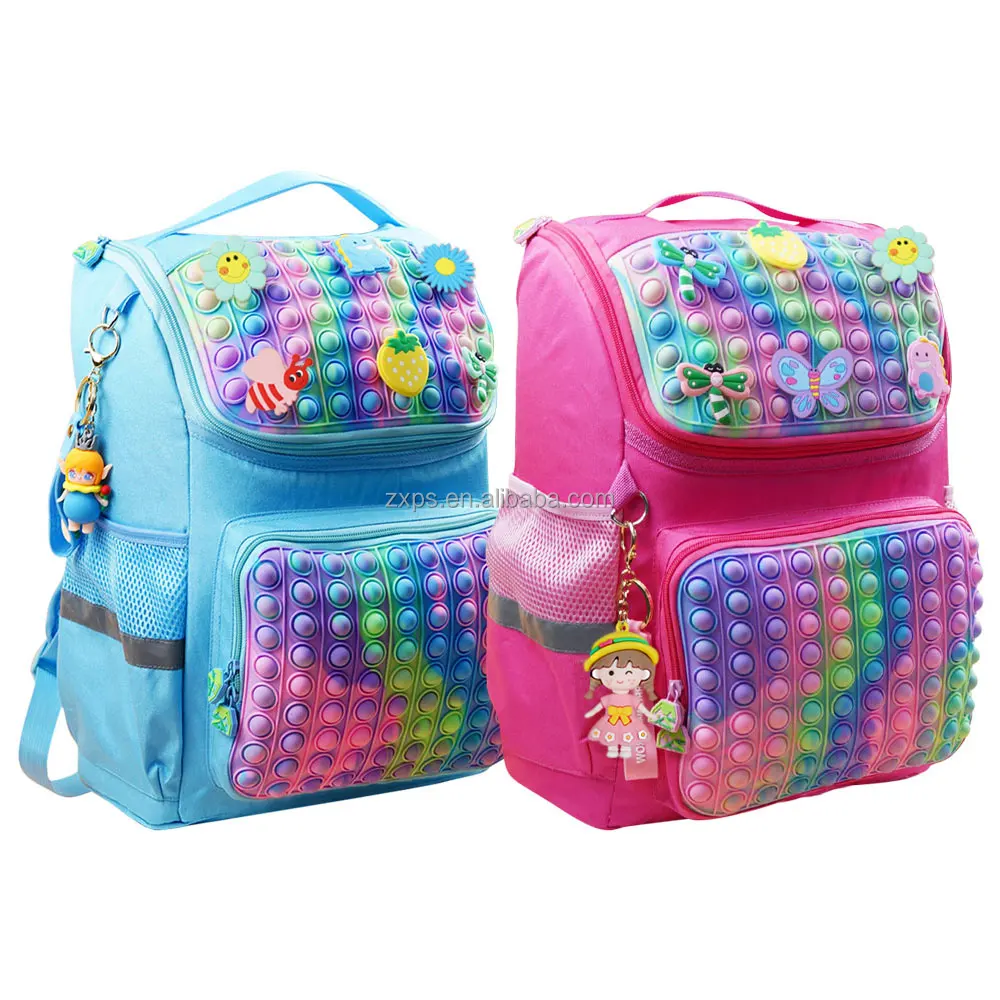 Stylish Pop Kids Rainbow Fidget Bubble Popit School Backpack Bag ...