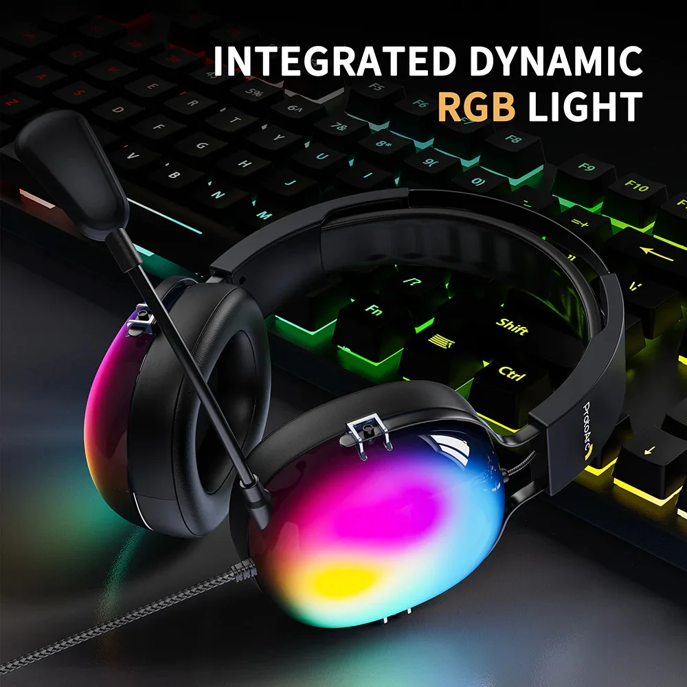 Flexible Headphone For Gamer Wired Rgb Headset With Noise Cancelling ...