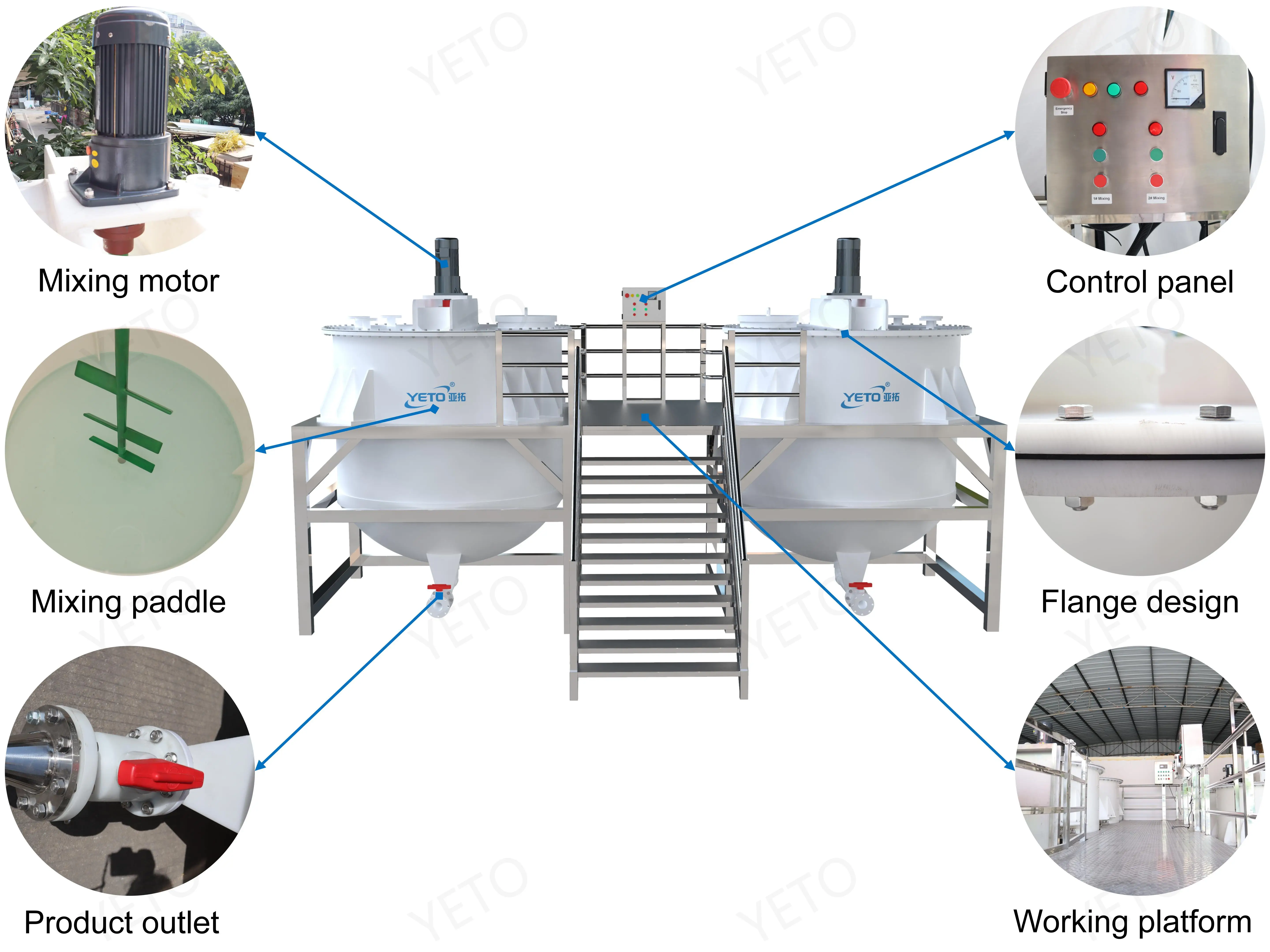 YETO Chemical Mixing Vessel - Durable PP Blender Tank
