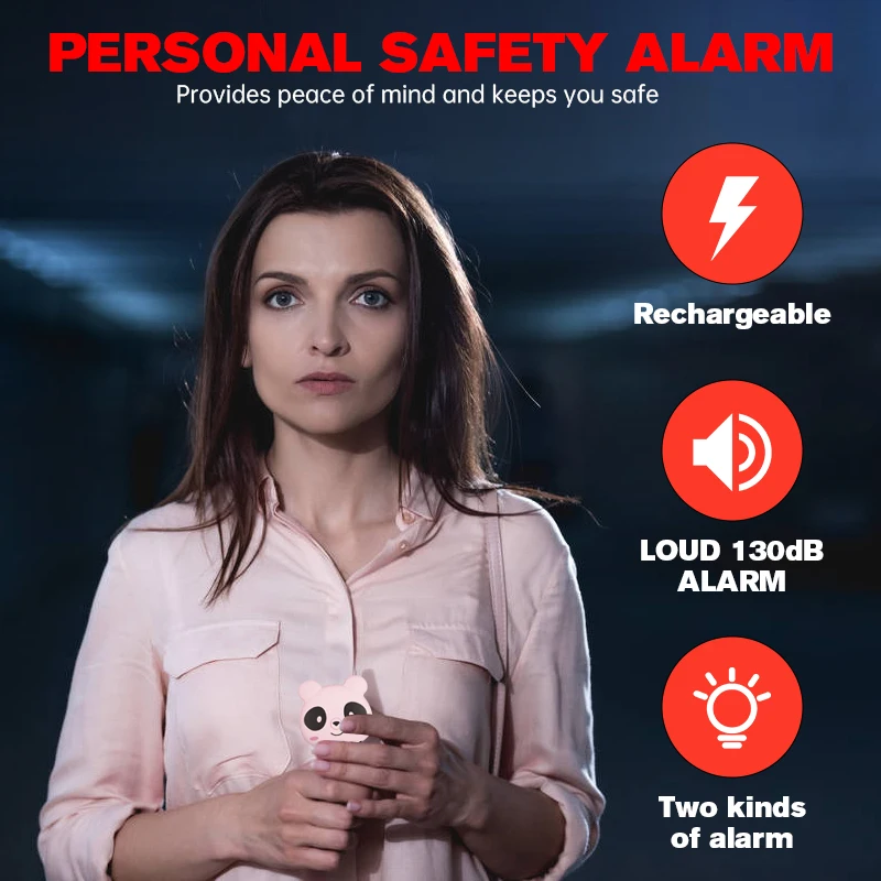 Custom Cute Rechargeable 130db Safety SOS Emergency Panic Personal ...