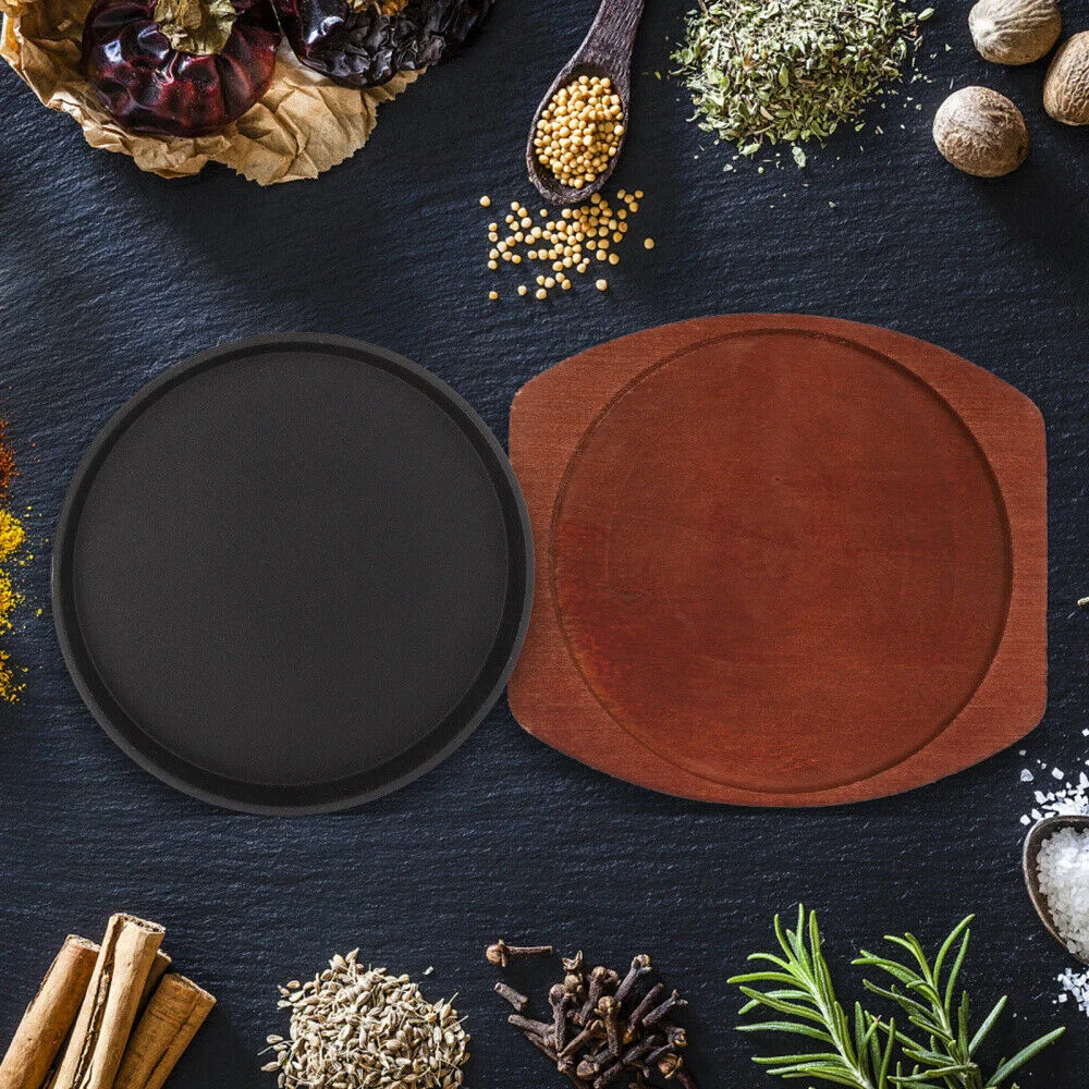 Round Oval Pre-seasoned Cast Iron Grill Sizzling Pan Bbq Cookware ...