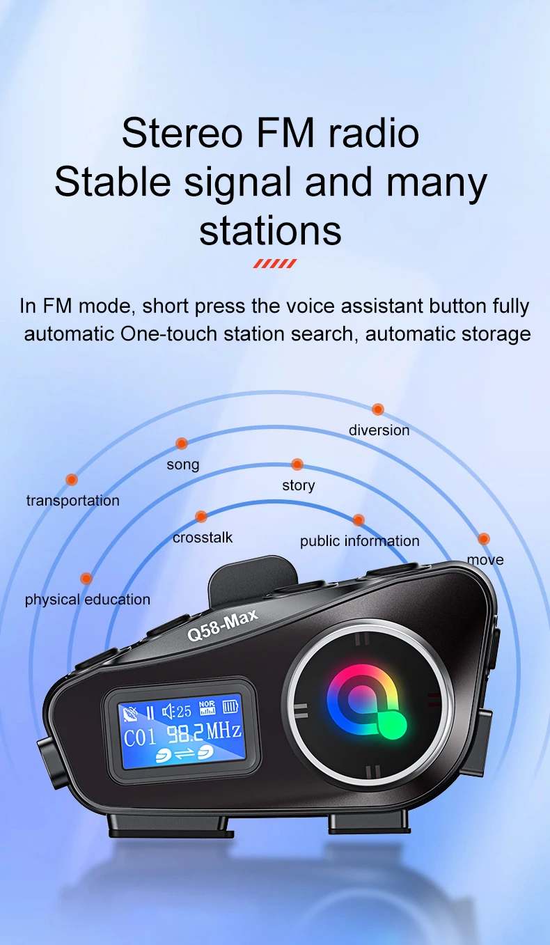 Q58 Max Bluetooth Intercom Headset For Motorcycle Helmets - Oem