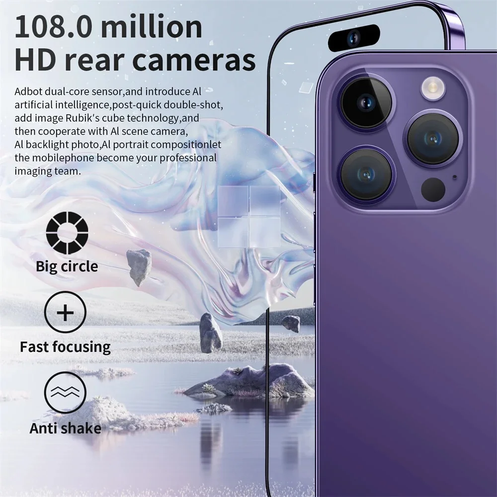 Big Screen New I15 Pro Max Dual Sim Unlocked Android Mobile Phones Gps Gsm Long Standby Time ...