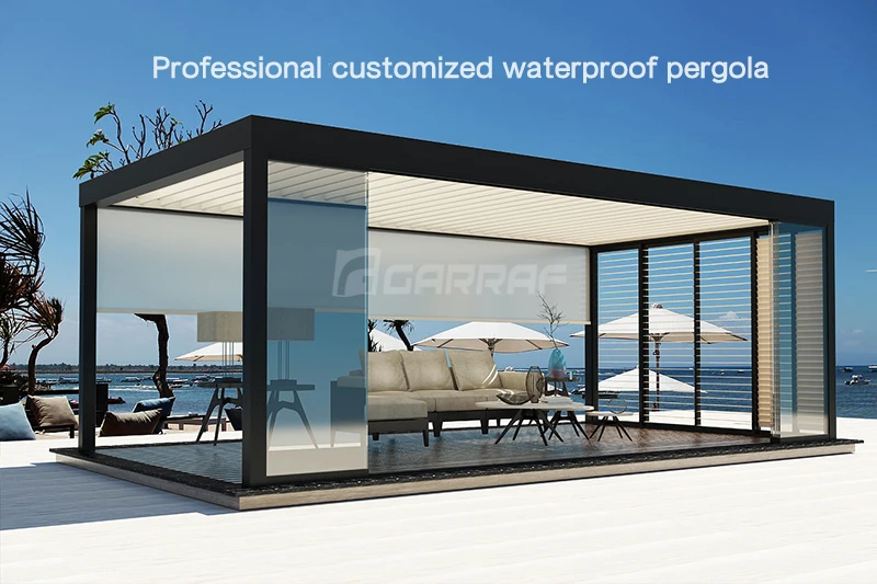 Modern Screened Gazebo - Motorized Louver Bioclimatic System