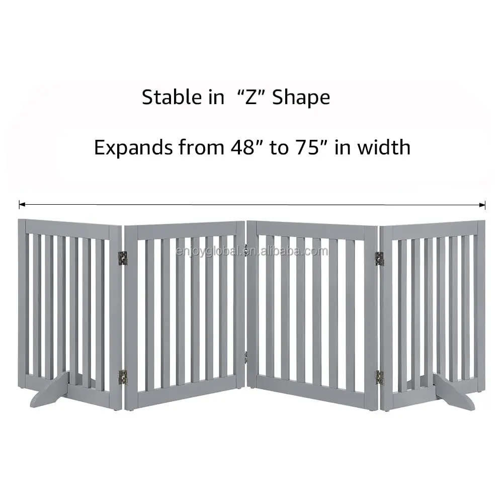 Extra Wide Dog Gate With Door Walk Through,Wooden Freestanding Pet Gate ...