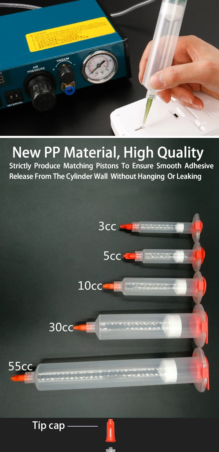 Plastic 3cc/5cc/10cc/30cc/55cc US Style Industrial Black Dispensing Syringe Barrel PP/PE Glue ...