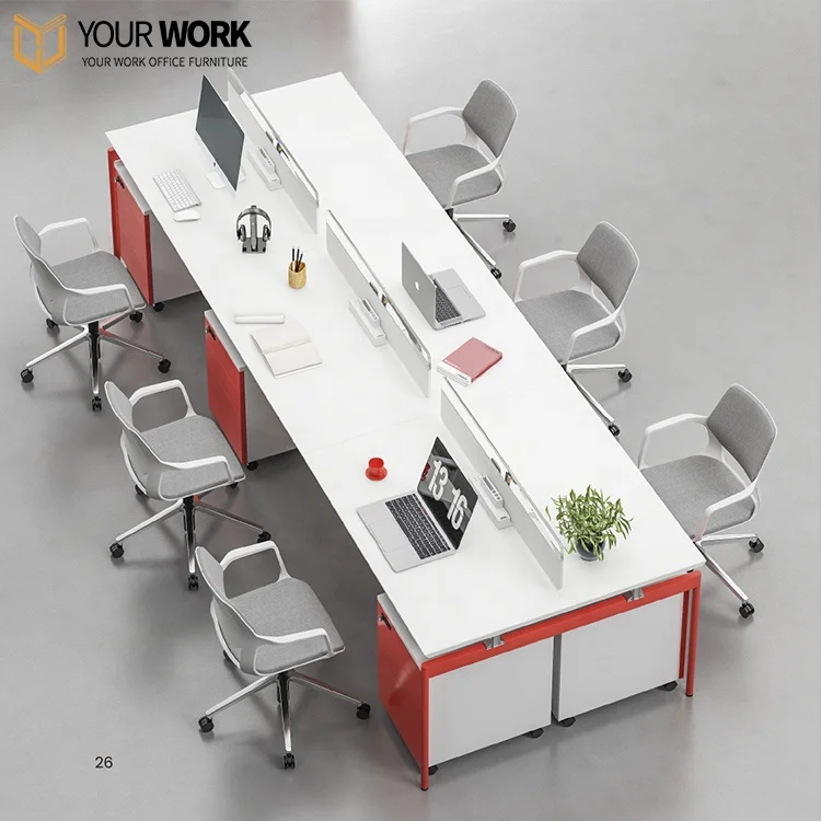 Modern Modular Office Table Workstation Aluminium Alloy Legs 4 6 Seater ...