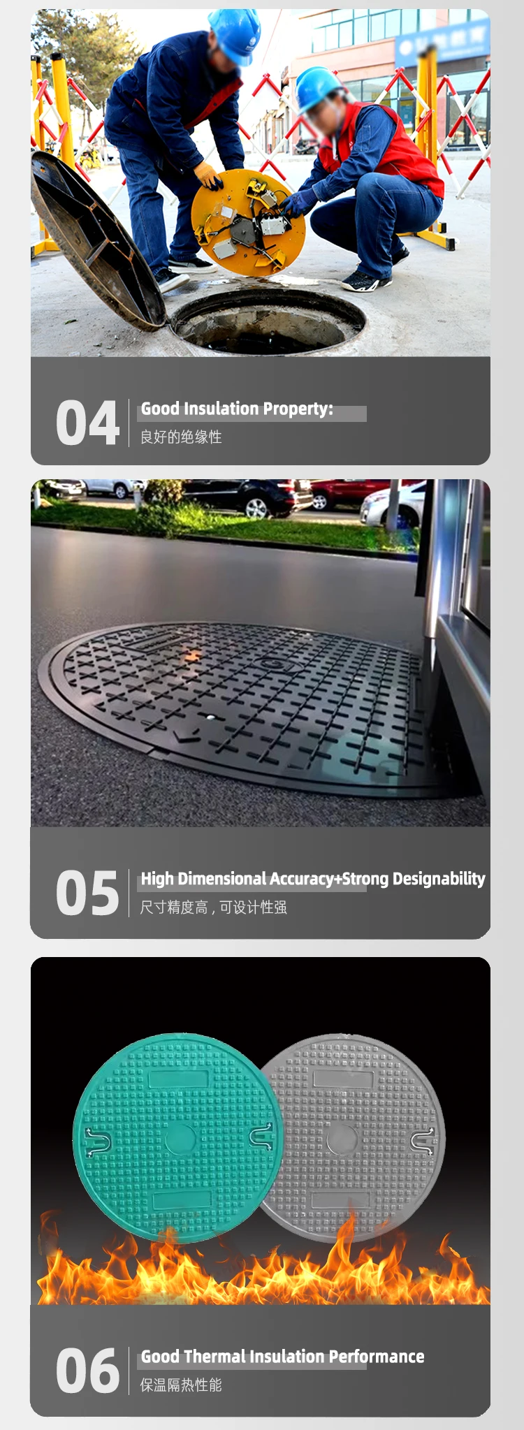 Customizable Round Square SMC BMC Fiberglass Composite Light Manhole ...
